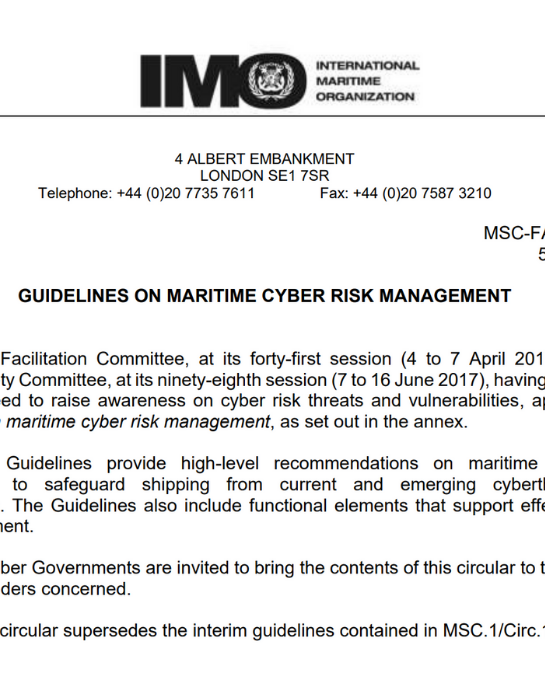 I read IMO Guidelines on Maritime Cyber Risk Management so you don’t ...